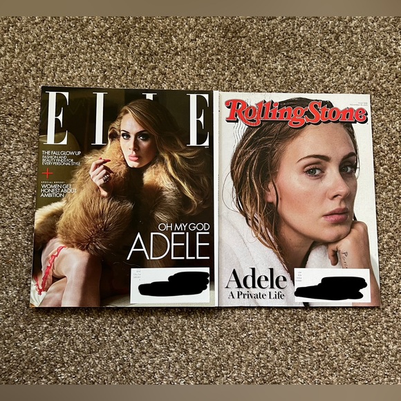 Elle | Other | Lot Of 2 Adele Magazines Rolling Stone Elle Singer Vocalist Celebrity | Poshmark